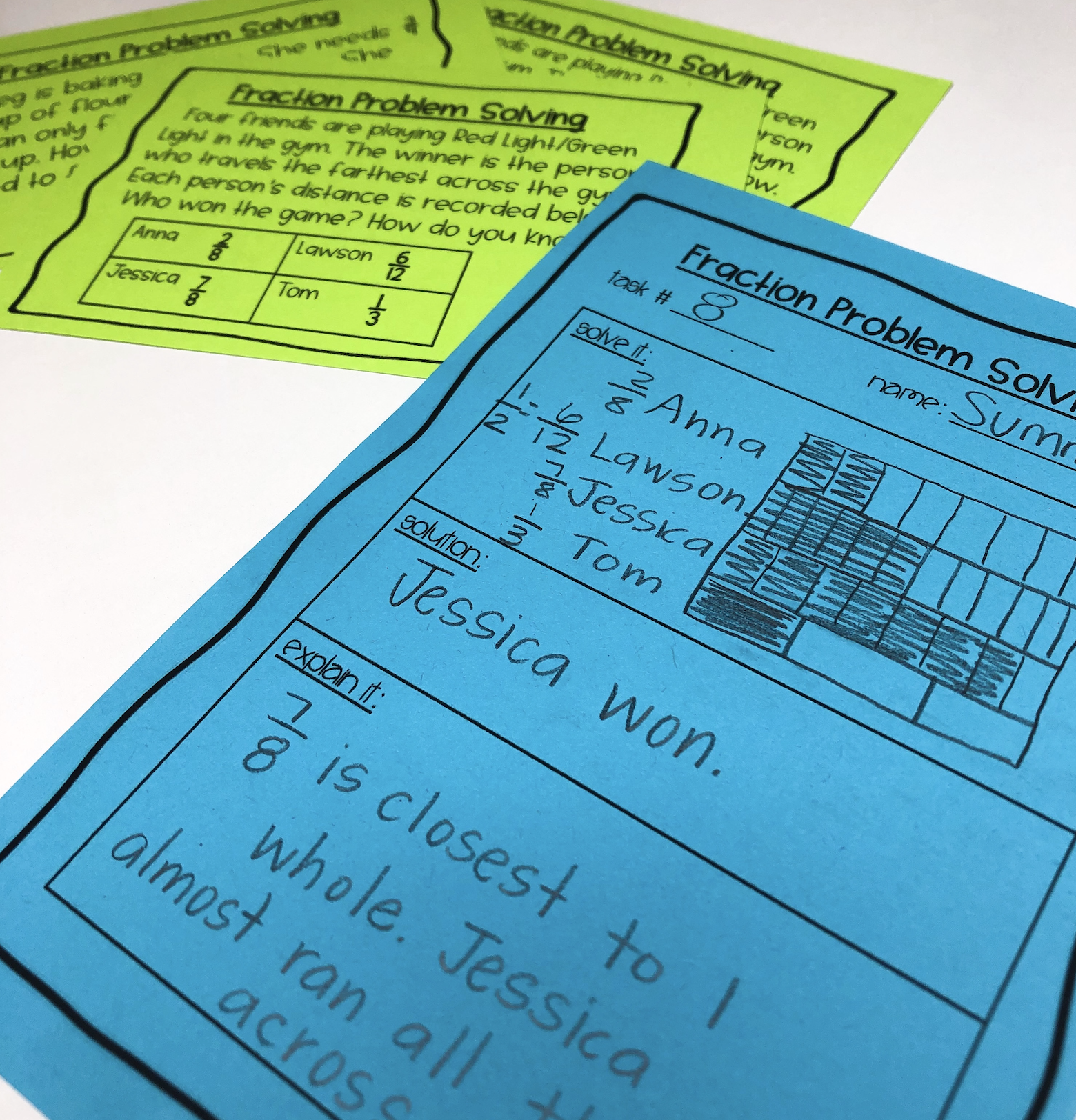 Fraction Math Activities for third graders